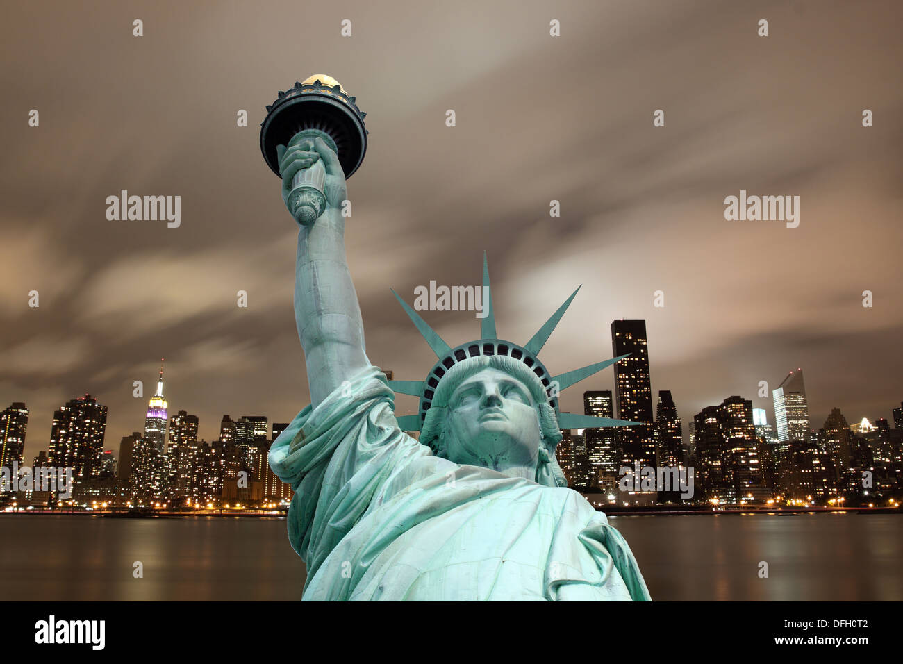 Manhattan Skyline and The Statue of Liberty, New York City Stock Photo ...