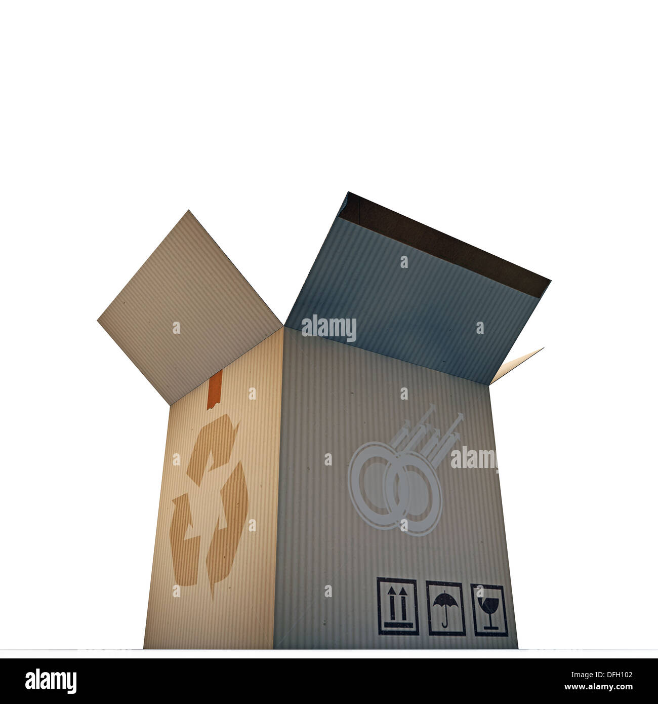 cardboard box with recycle sign isolated on white background Stock ...