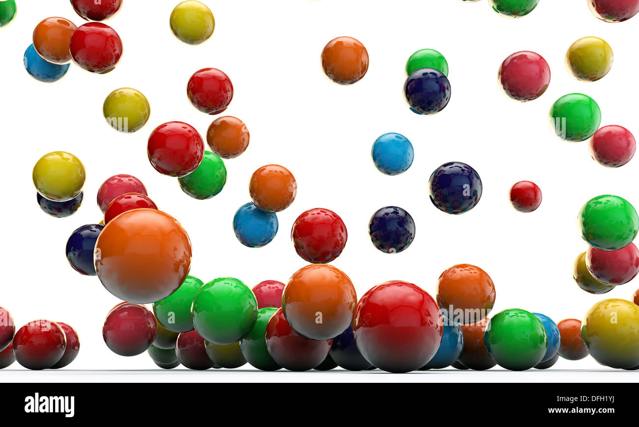 falling gumballs isolated on white background Stock Photo - Alamy