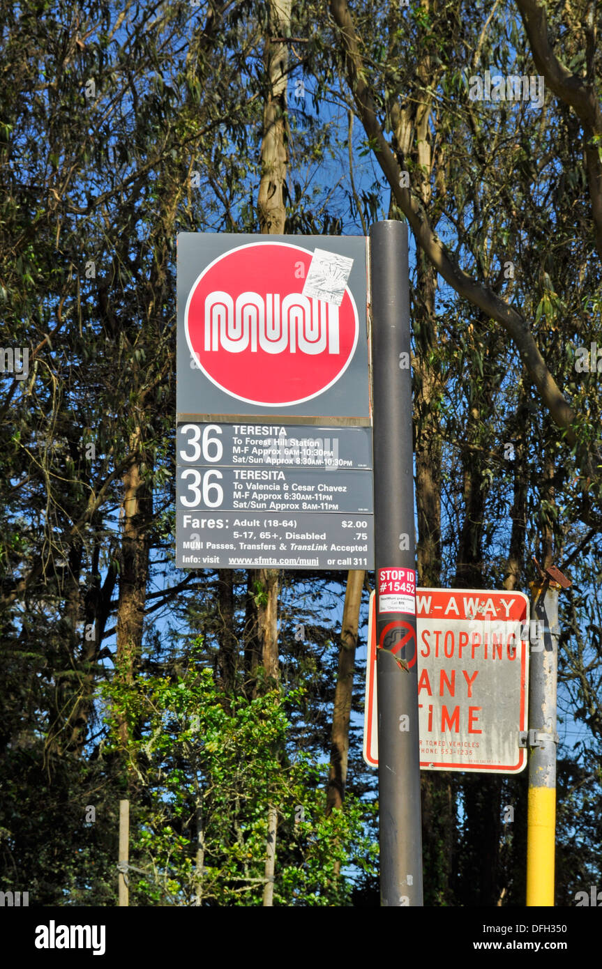 MUNI bus stop sign Stock Photo - Alamy