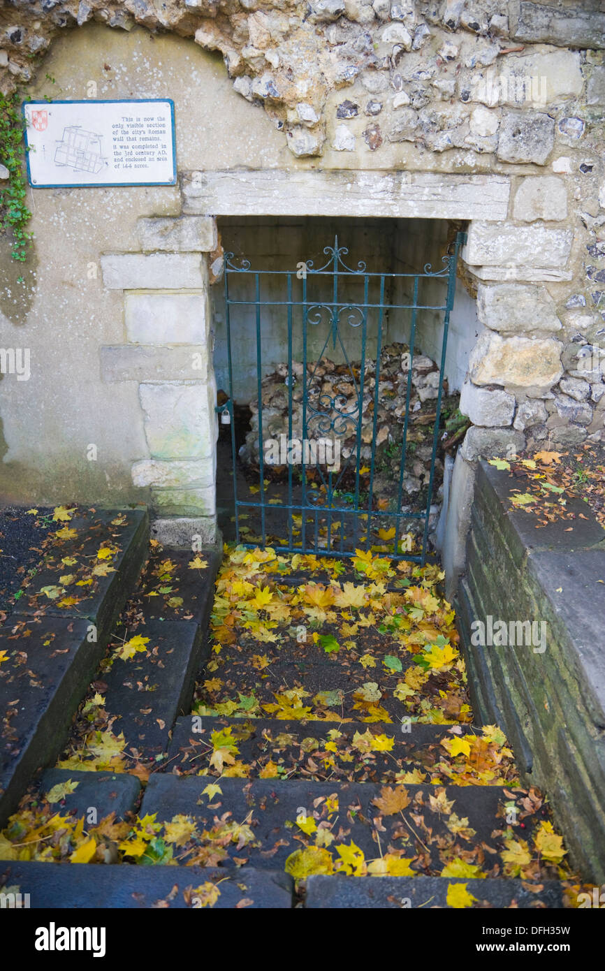Roman Wall remains. The Weirs on River Itchen. Wincheste. Hampshire ...