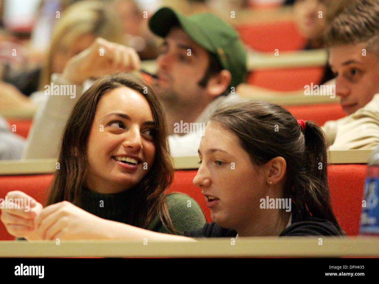 university students studying and interacting in a lecture theater Stock ...