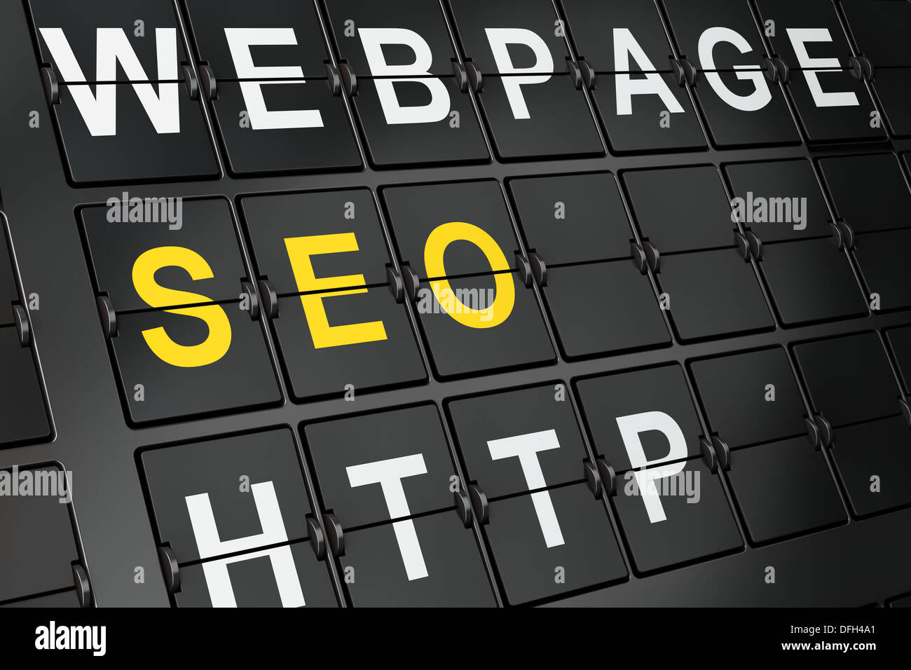 SEO web development concept: SEO on airport board background Stock Photo - Alamy