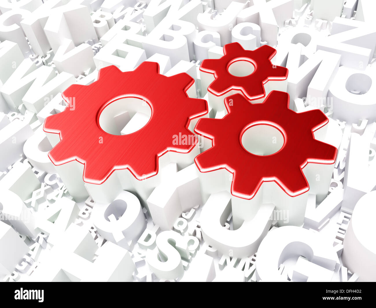 Web development concept: Gears on alphabet background Stock Photo - Alamy