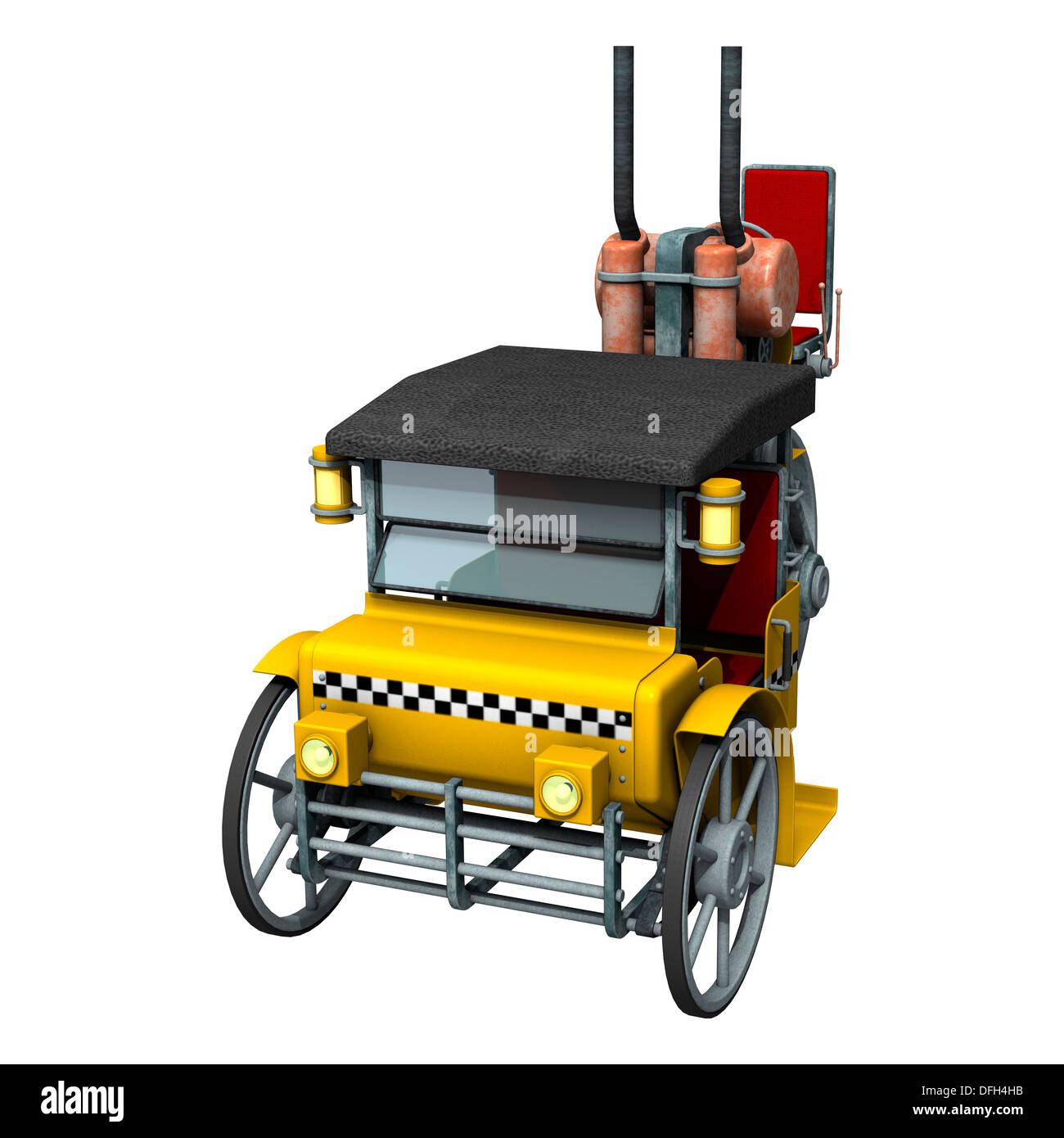 3D digital render of a steam cab-taxi isolated on white background ...