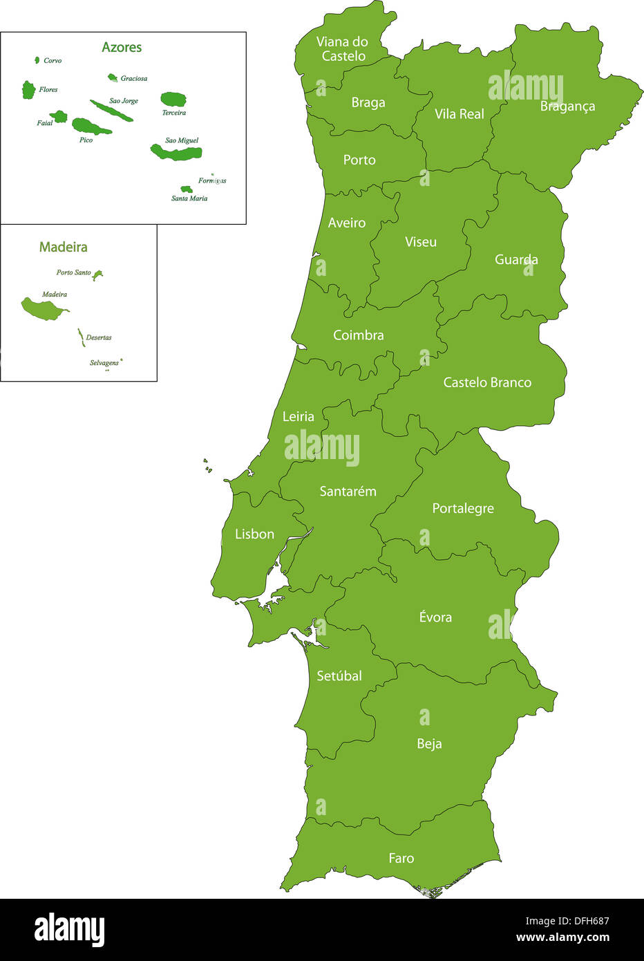 Green Portugal map Stock Photo - Alamy