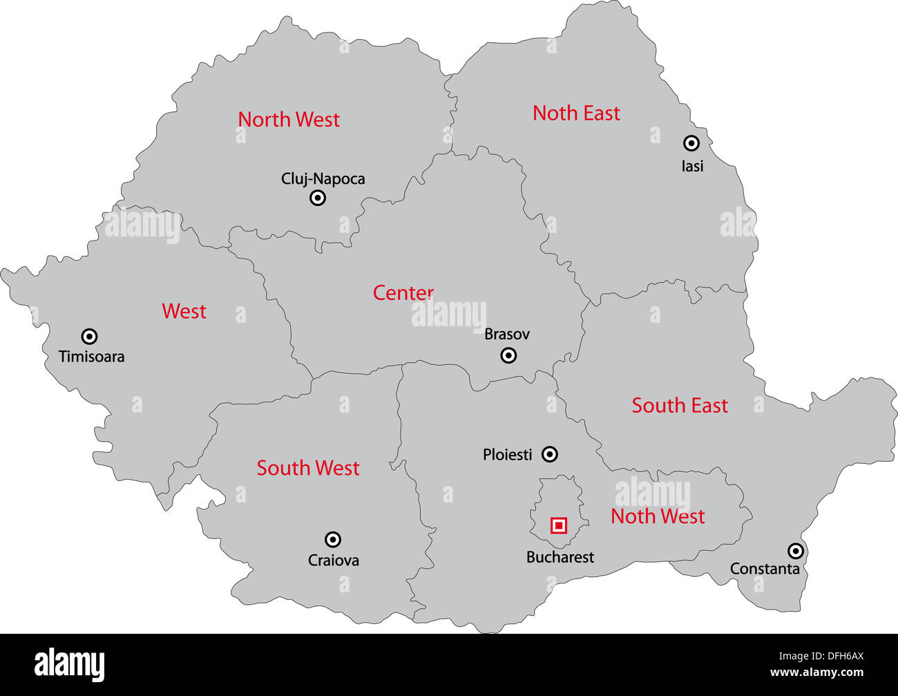 Grey Romania map Stock Photo - Alamy