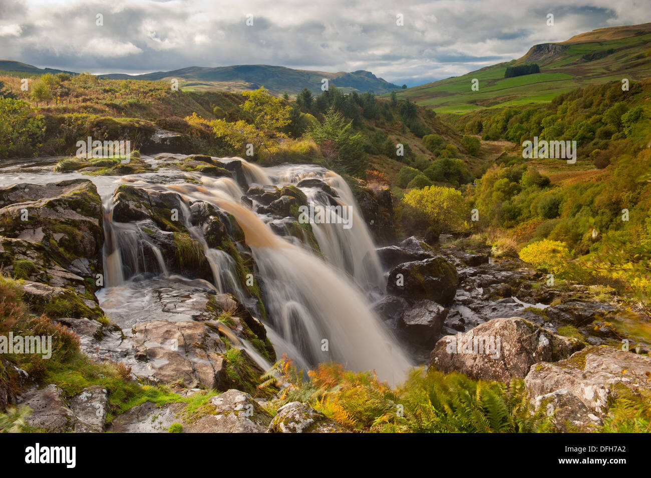 The Loup of Fintry waterfall north of Glasgow Scotland in Autumnal ...