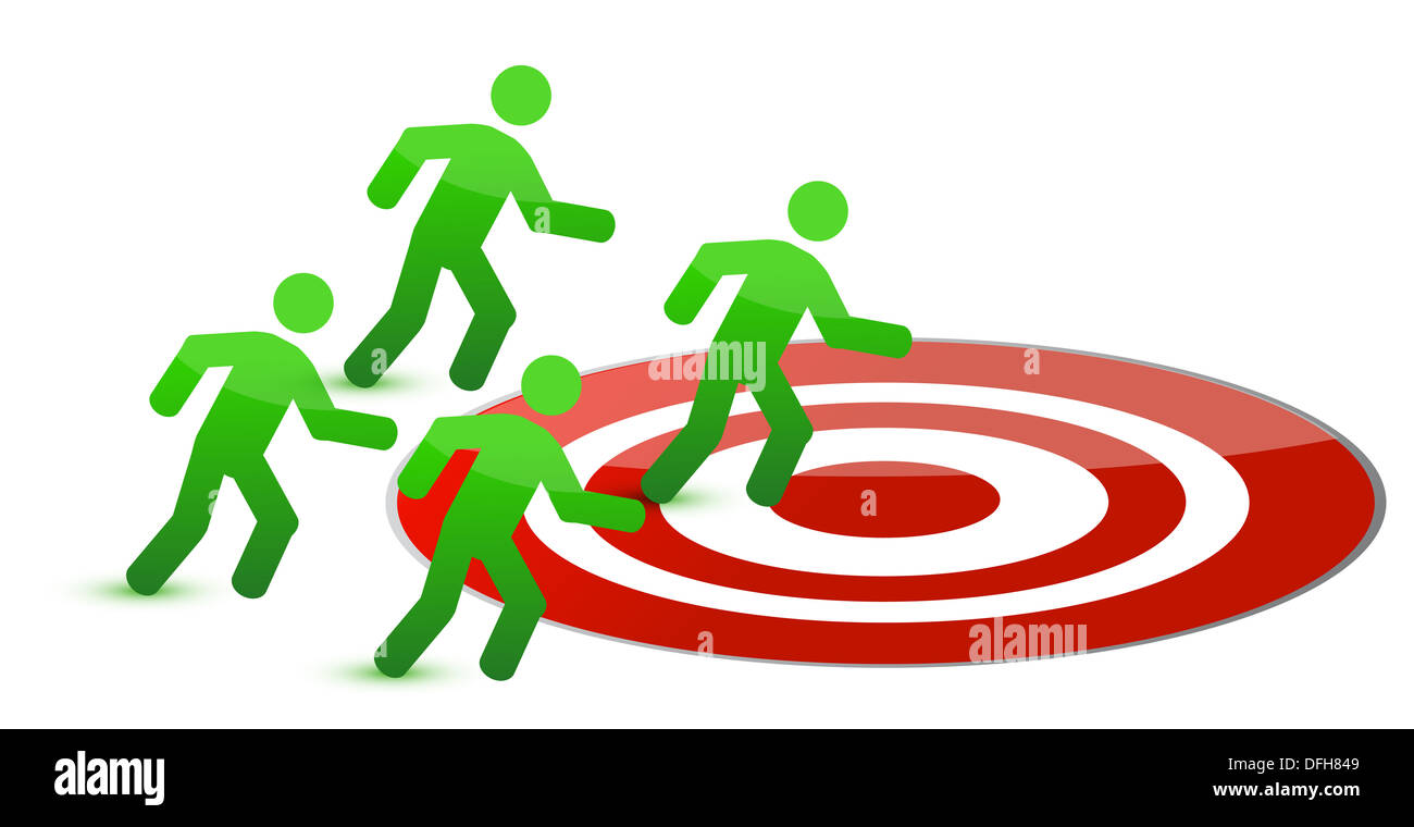team running to target illustration design on white Stock Photo - Alamy