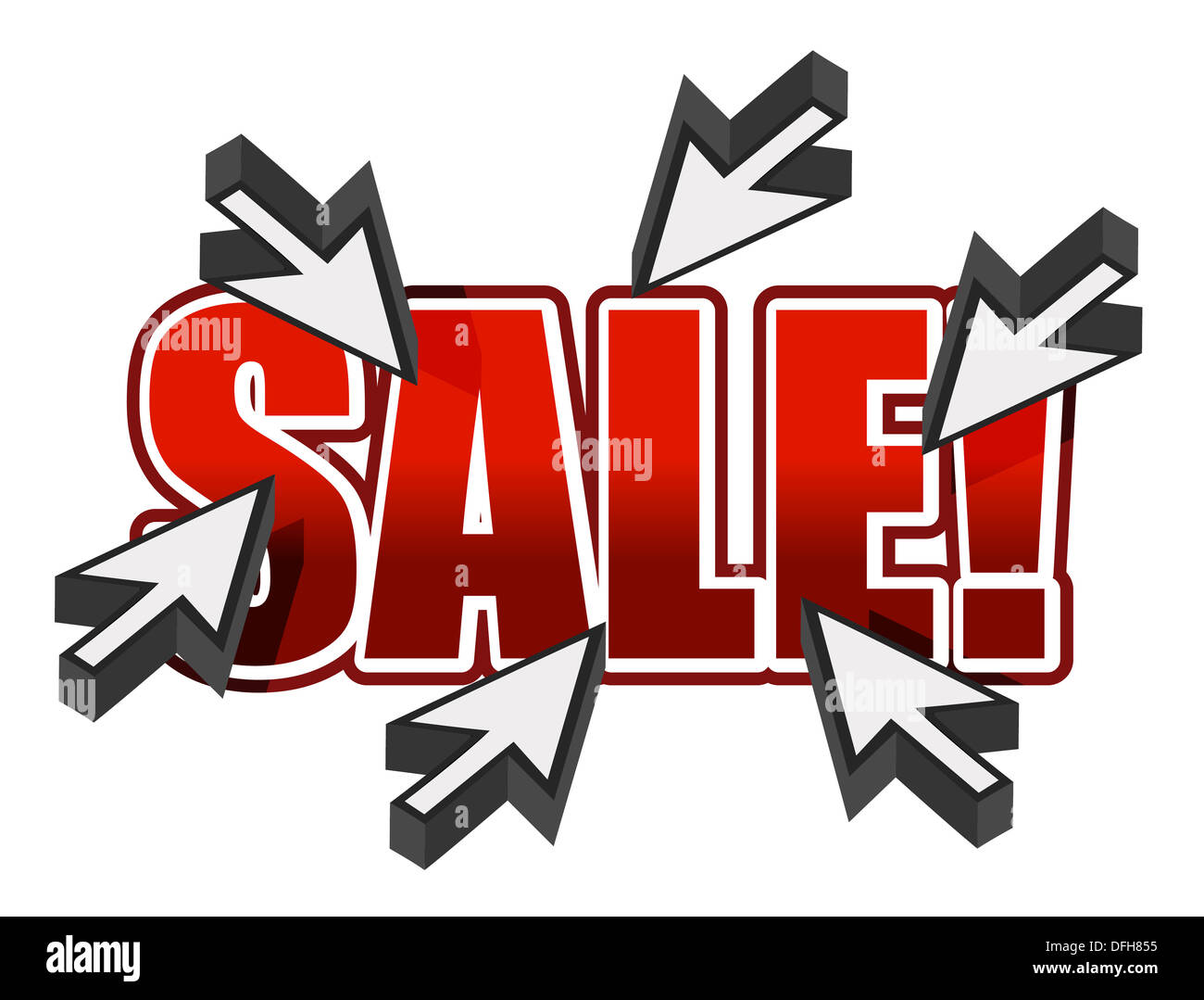 illustration of sale sign and mouse cursors over white Stock Photo - Alamy