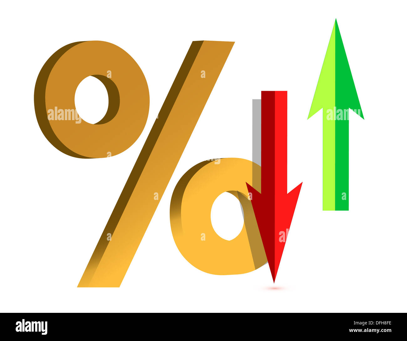 Illustration showing a Rise and Fall in Interest with symbol percent ...