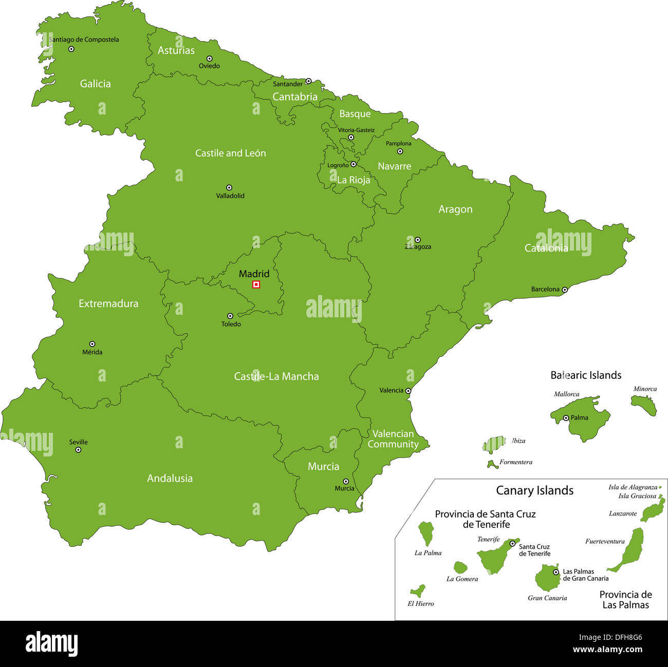 Green Spain map Stock Photo - Alamy