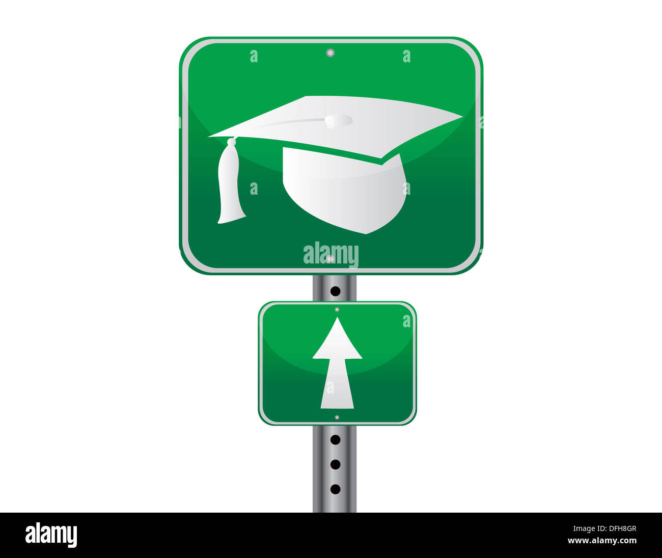 Graduation cap street sign over a white background. vector file also ...