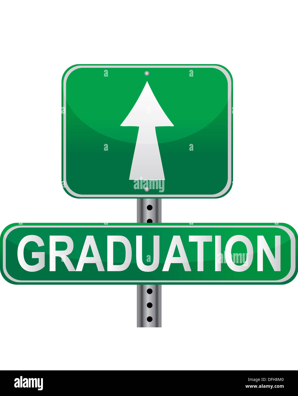Graduation street sign over a white background Stock Photo - Alamy