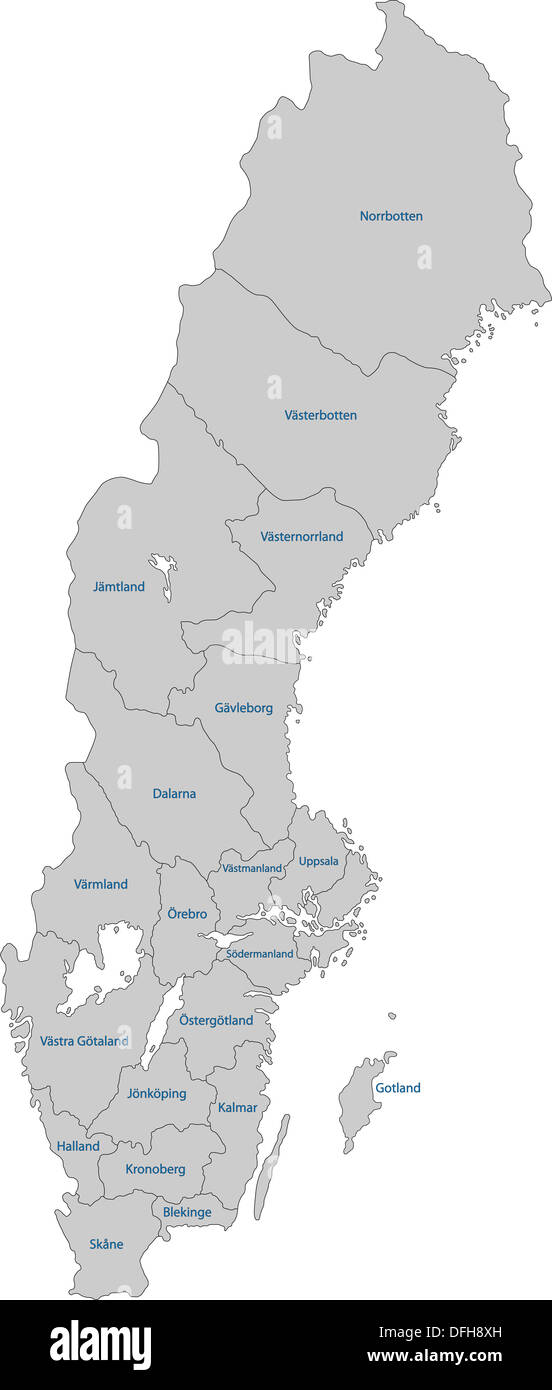 Grey Sweden map Stock Photo - Alamy