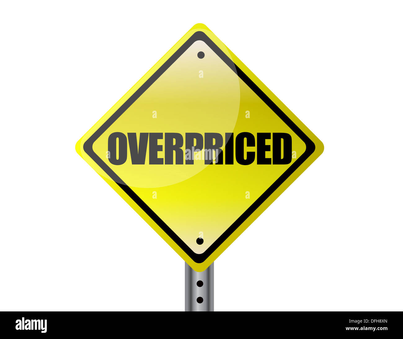 Overpriced warning sign Stock Photo - Alamy