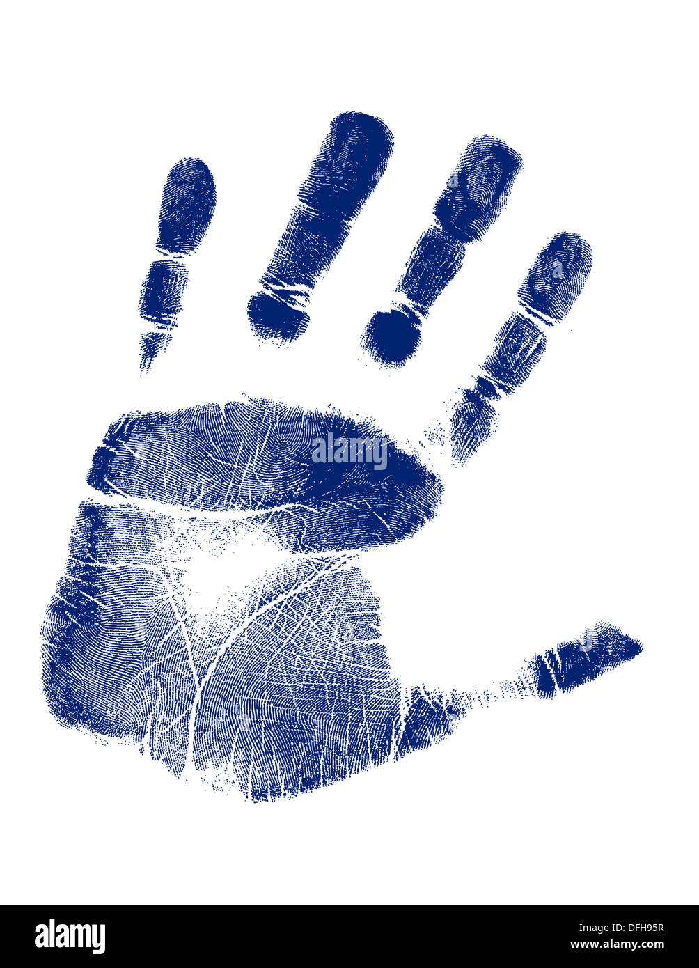 Blue hand-print shape over white background Stock Photo - Alamy