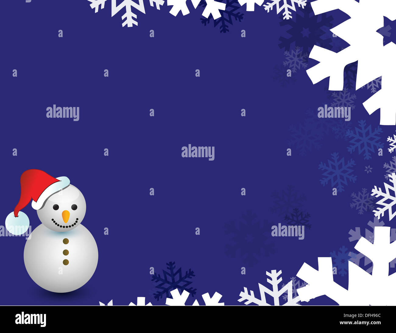 snowman and snow flakes illustration Stock Photo - Alamy