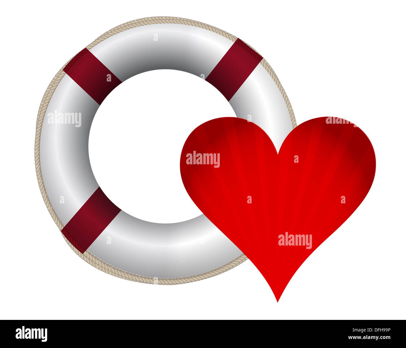 lifesaver and heart illustration design over a white background Stock ...