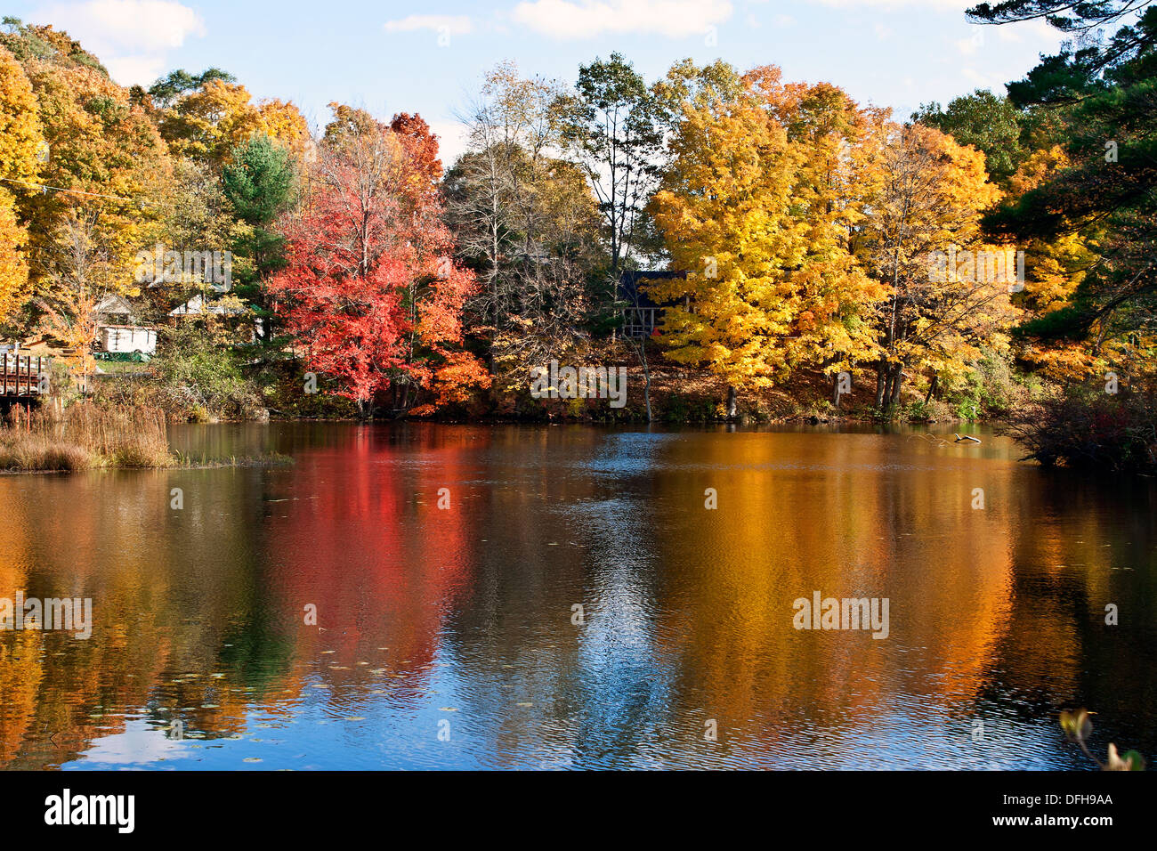 Kayaking on Scott Pond in Fitzwilliam, New Hampshire amidst the autumn ...