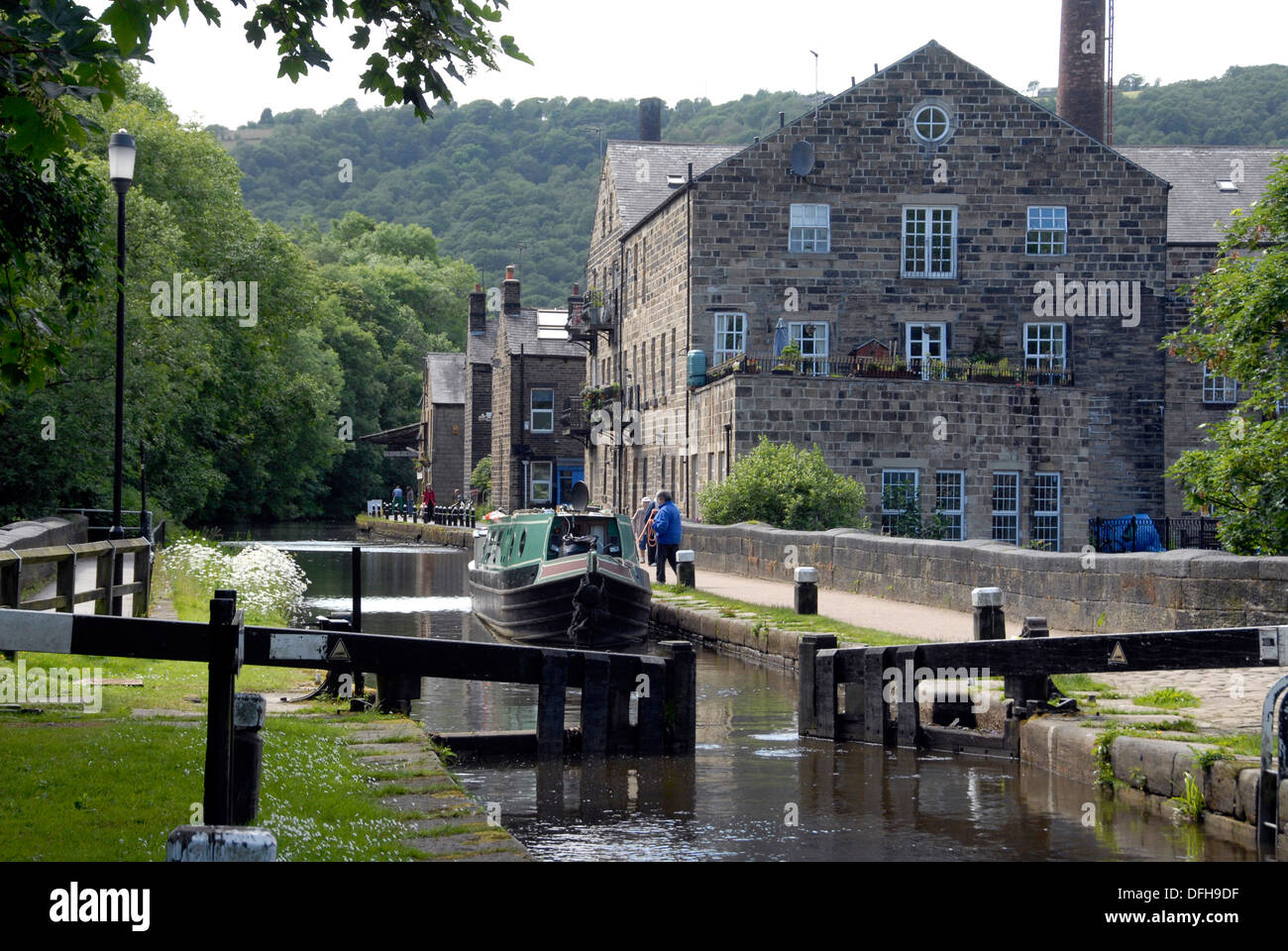 Locks on Rochdale Canal Hebden Bridge Yorkshire England UK Stock Photo ...