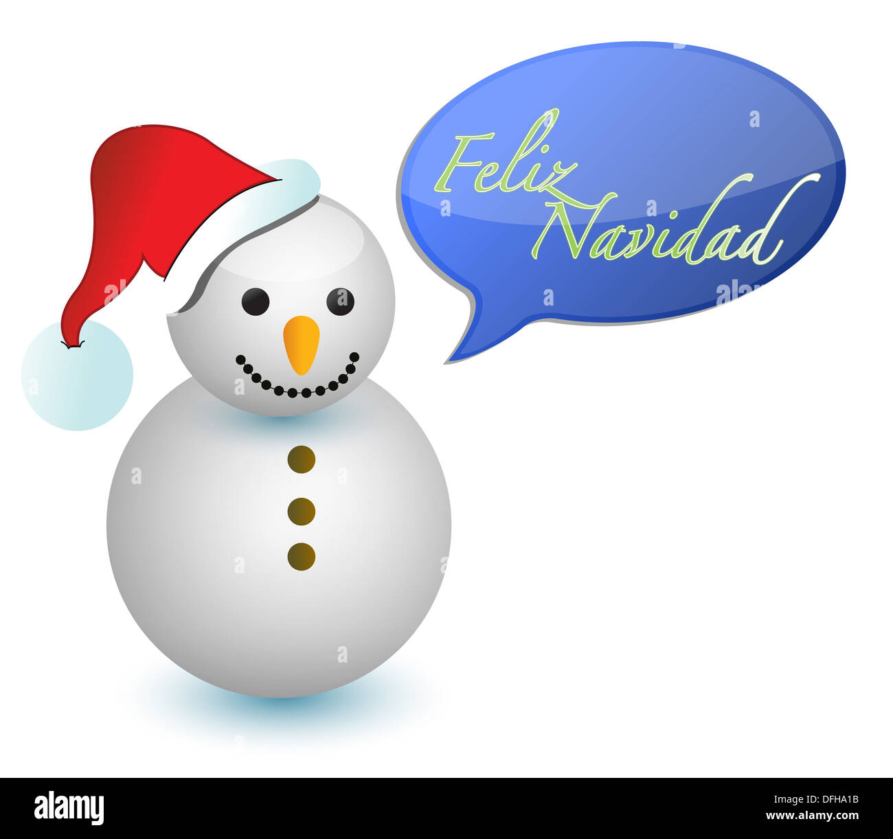 Spanish snowman with merry christmas sign illustration Stock Photo - Alamy