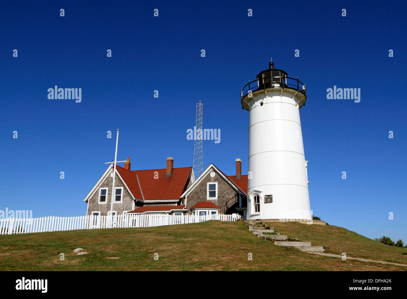 Nobska Point Lighthouse, Woods Hole, Cape Cod, Massachusetts, USA Stock ...