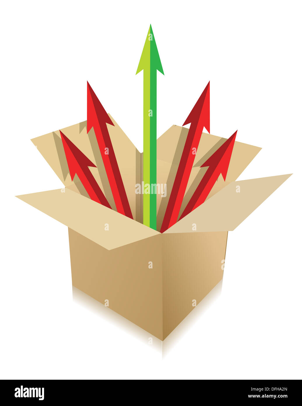 arrows coming out of box. different destinations concept Stock Photo ...