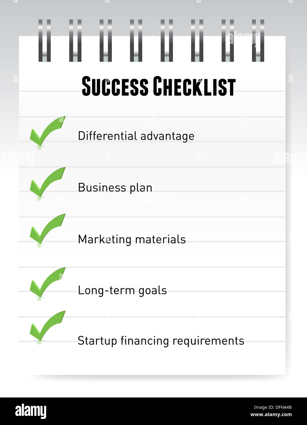 Success checklist notepad illustration design on white Stock Photo - Alamy