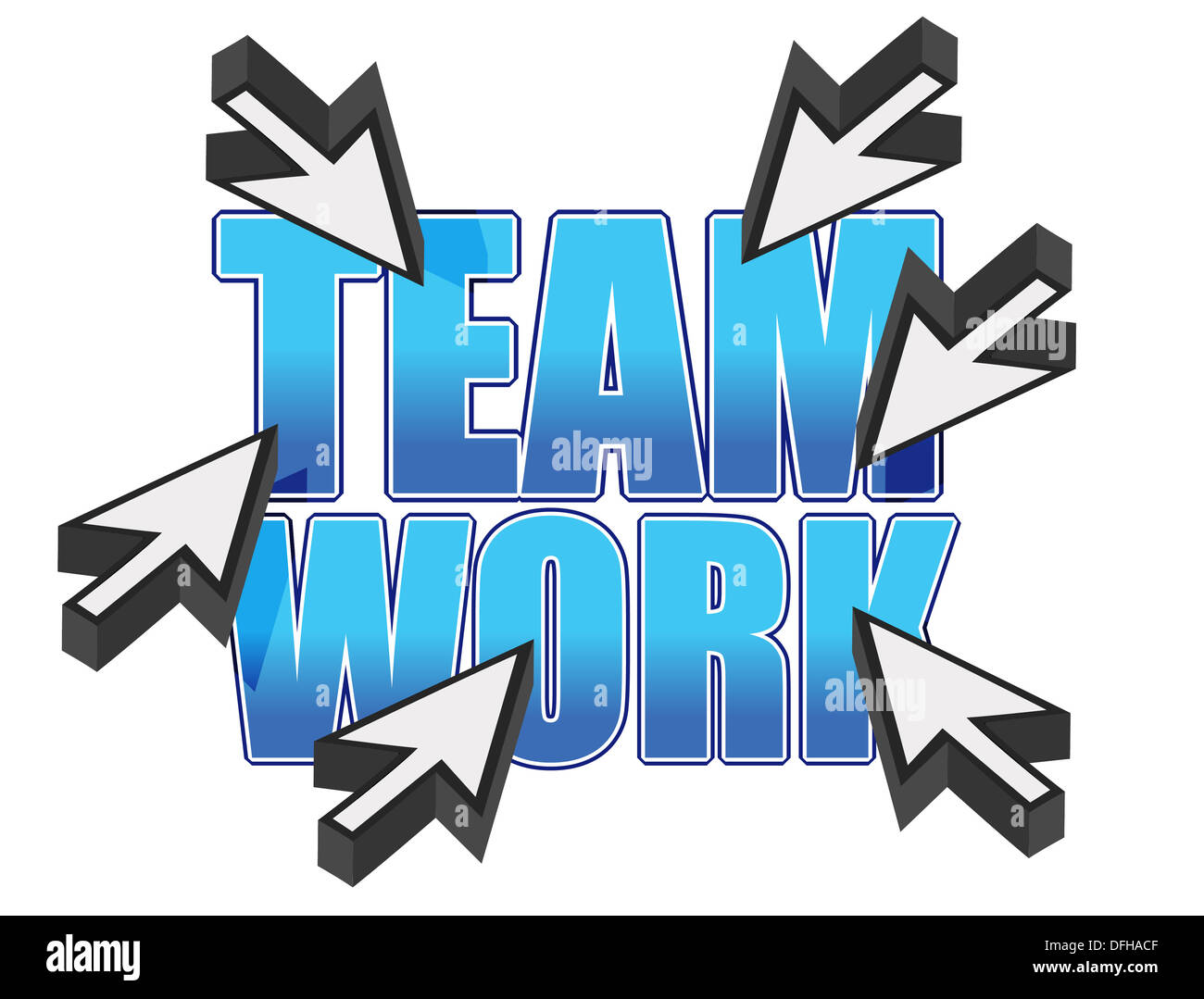 team work sign and mouse cursors over white Stock Photo - Alamy