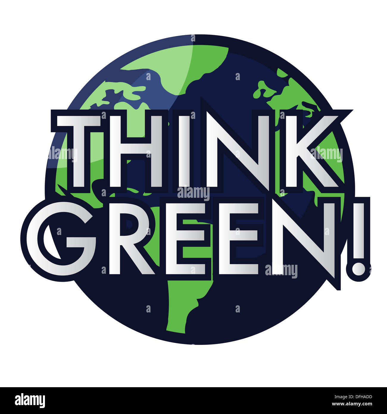 Illustration of the planet earth with the words 'Think Green' on the ...