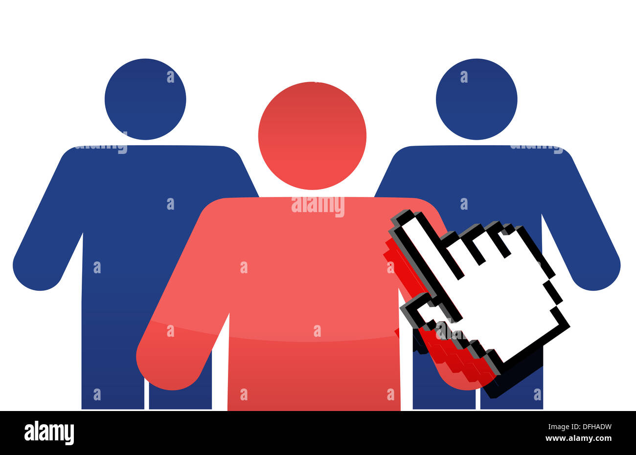 hand cursor selection of red unique man illustration Stock Photo - Alamy