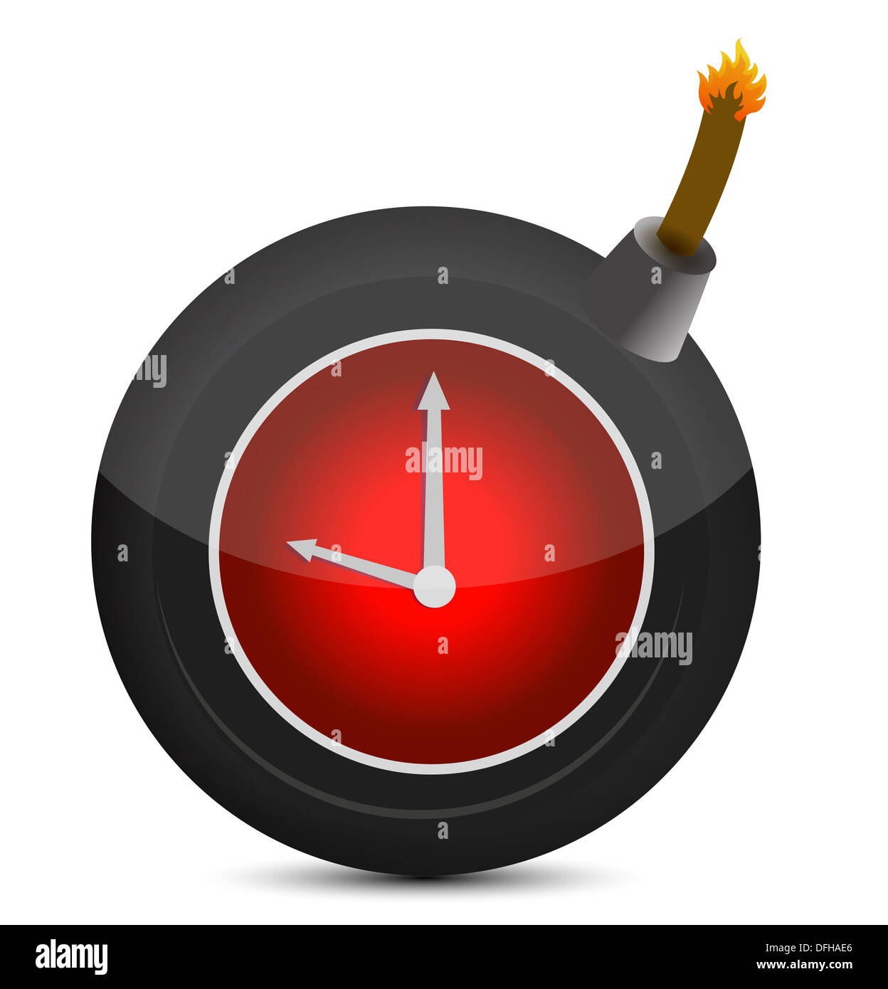Clock in a bomb. Illustration on white background Stock Photo - Alamy