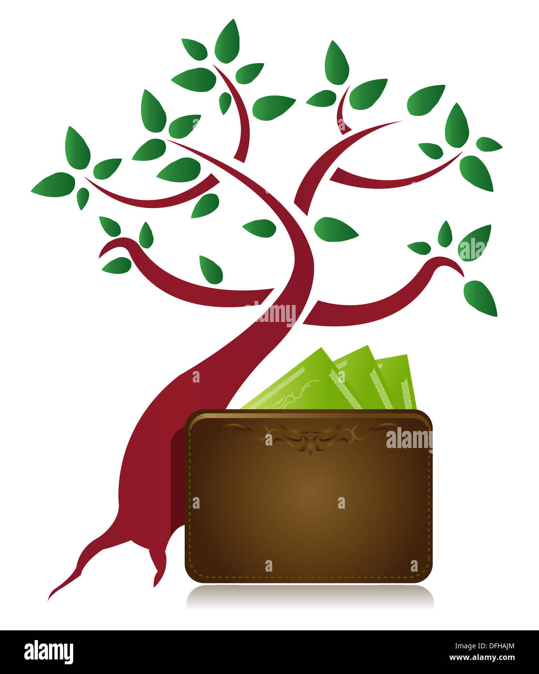 money tree and wallet illustration design on white Stock Photo - Alamy