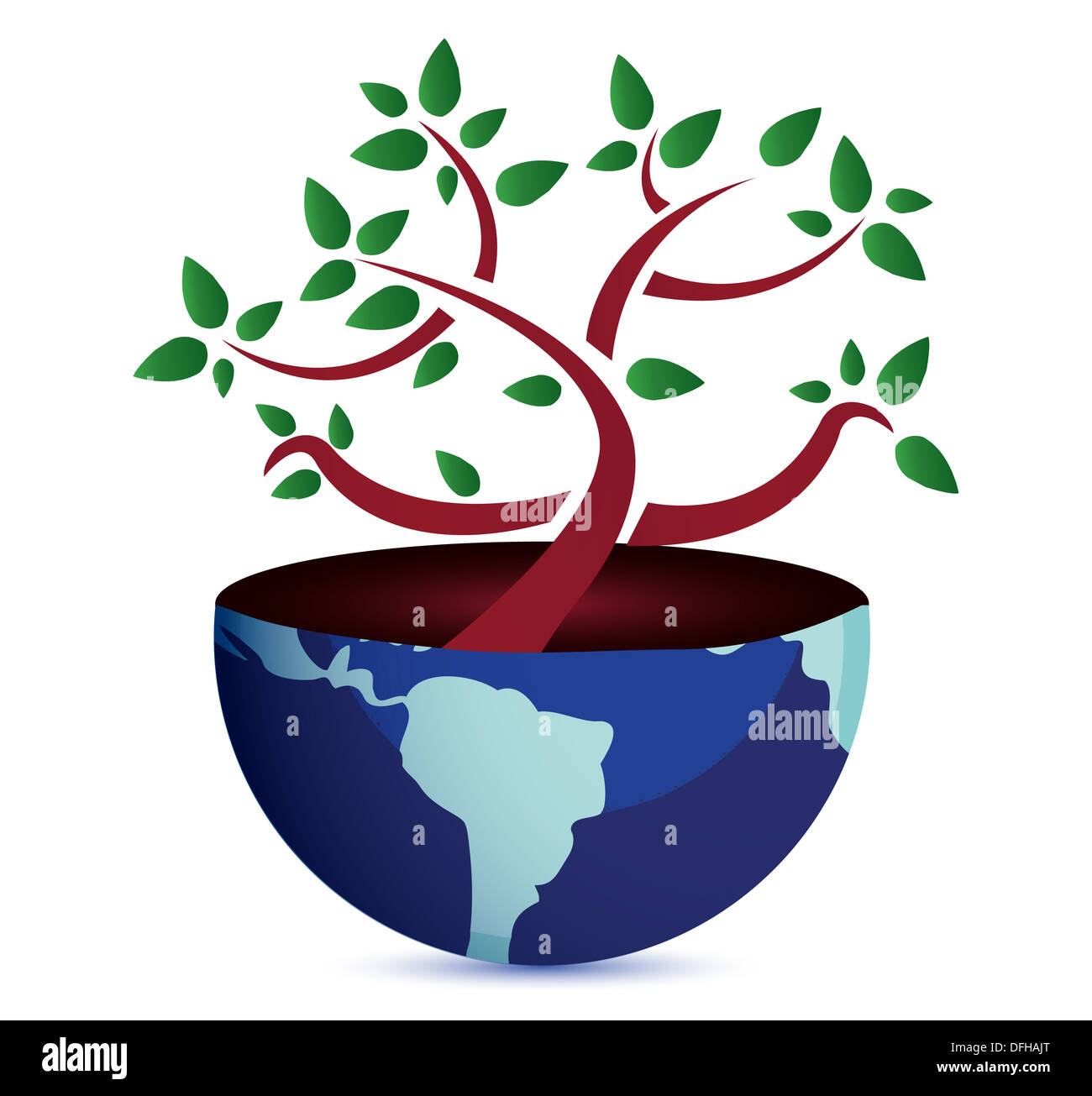 Tree on Earth globe Stock Photo - Alamy