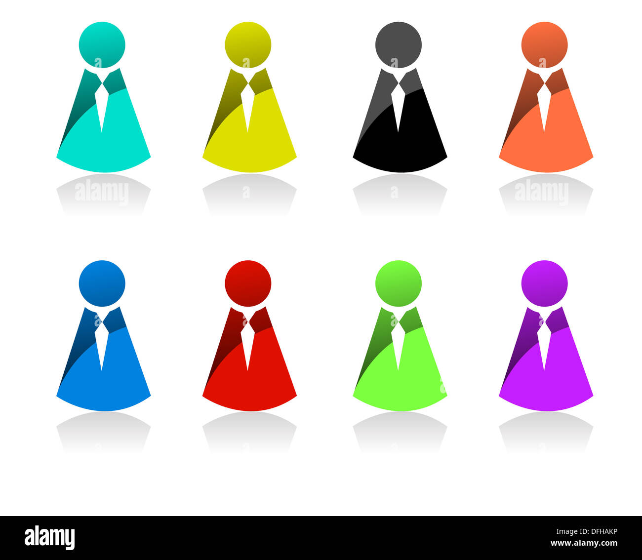Business people different color icons isolated over a with background ...