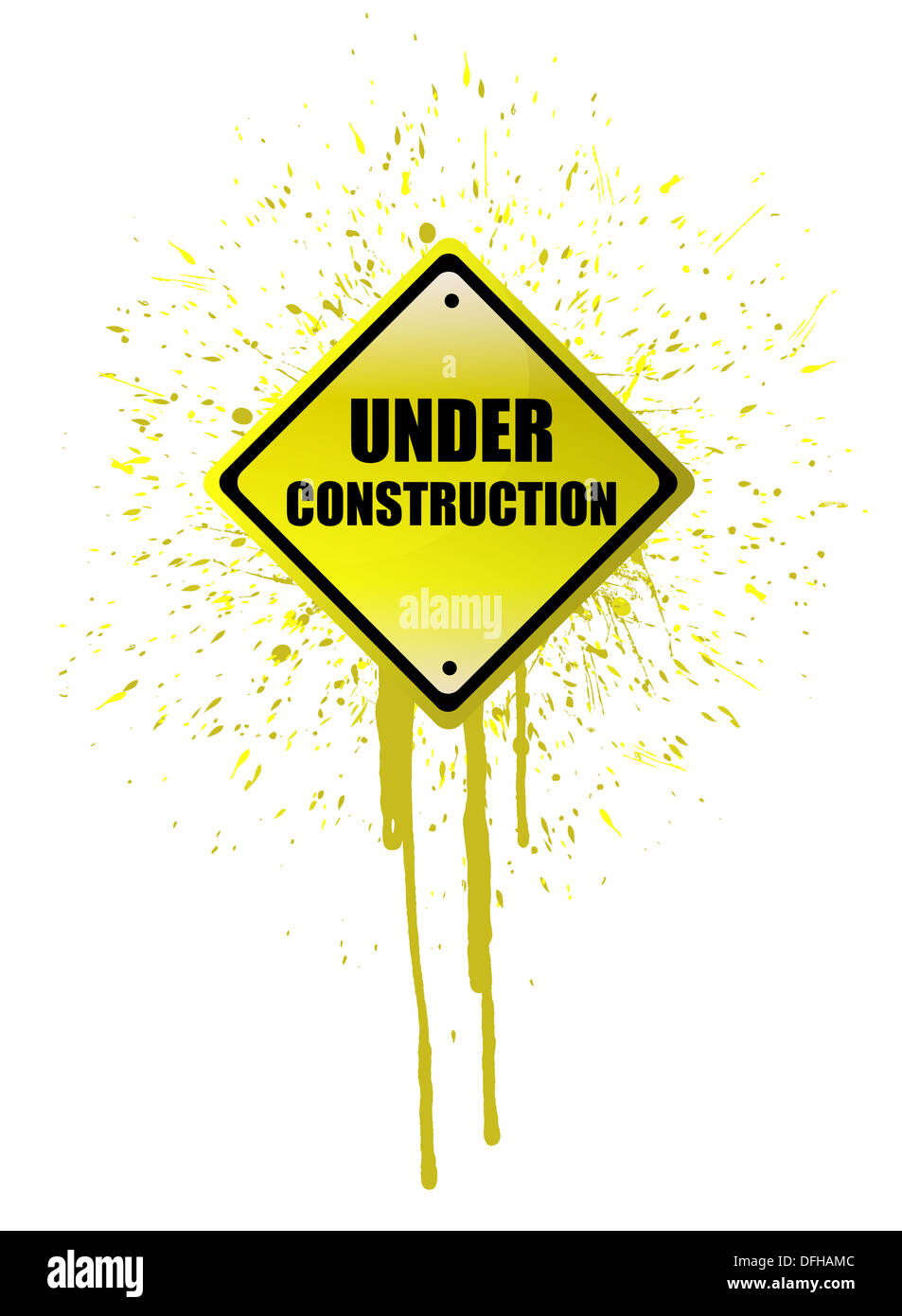Under construction ink sign illustration Stock Photo - Alamy