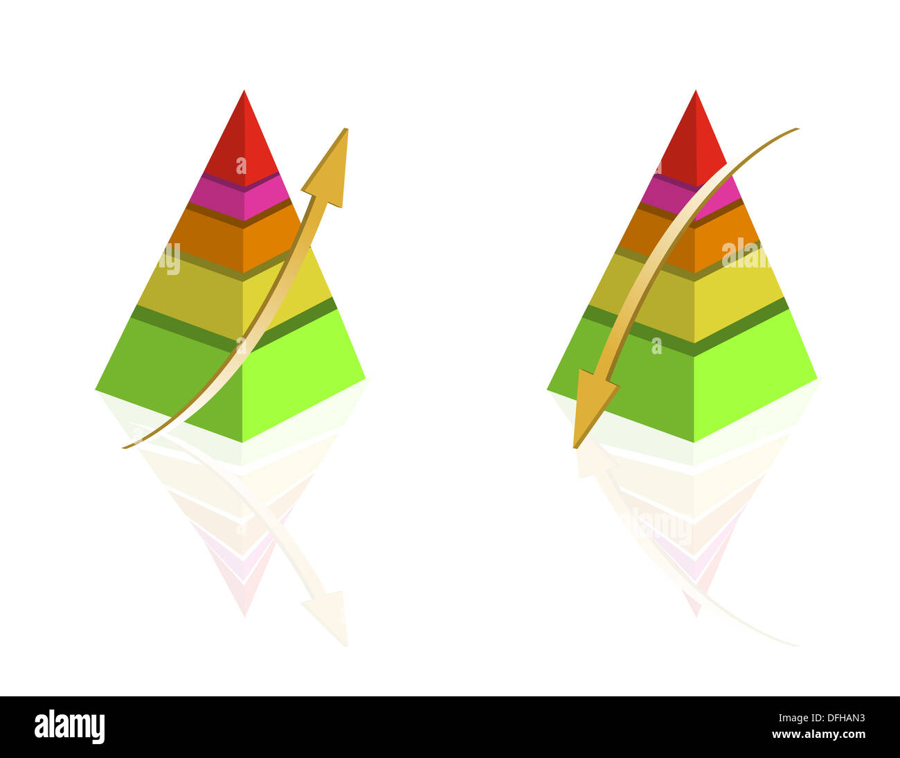 Pyramid Colorful graph templates isolated over a white background Stock ...