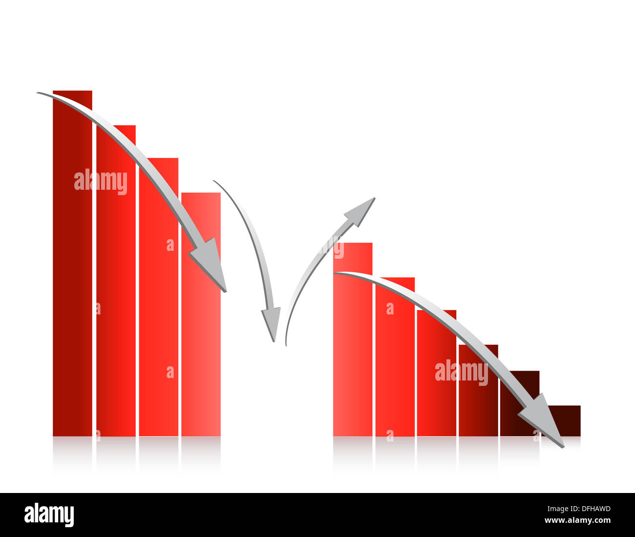 red graph falling illustration design on white background Stock Photo ...