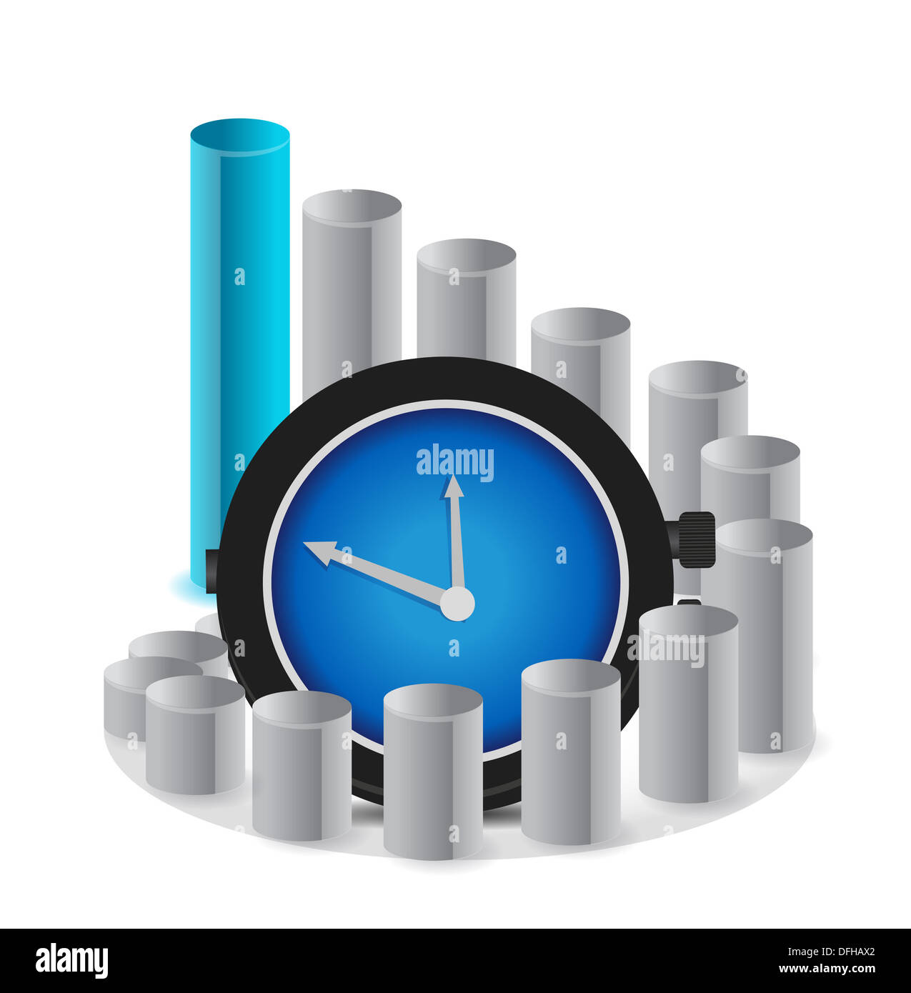 A graph with clock a business concept illustration Stock Photo - Alamy