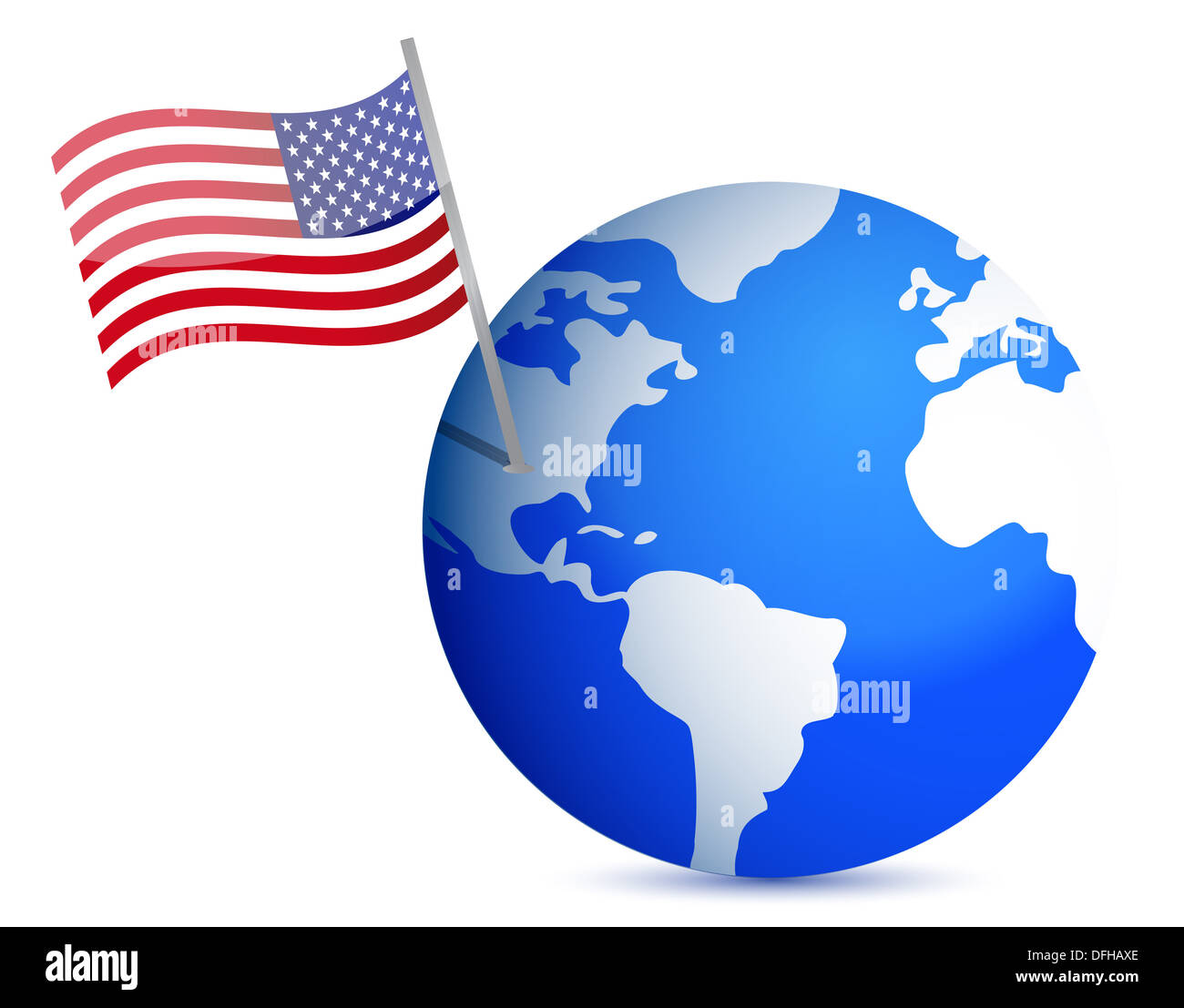 planet earth with US flag. illustration design on white Stock Photo - Alamy
