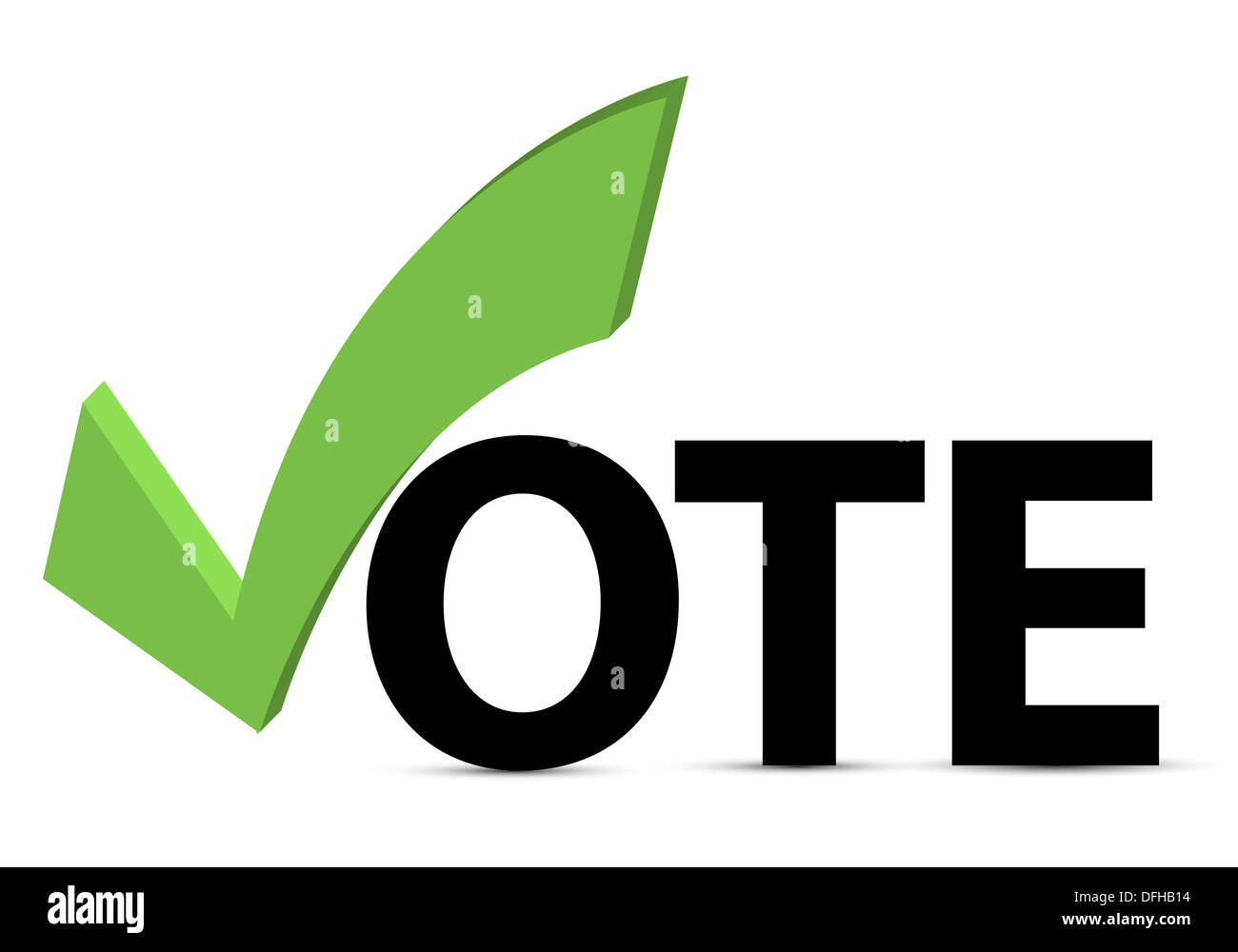 Vote text with check mark and check box Stock Photo - Alamy