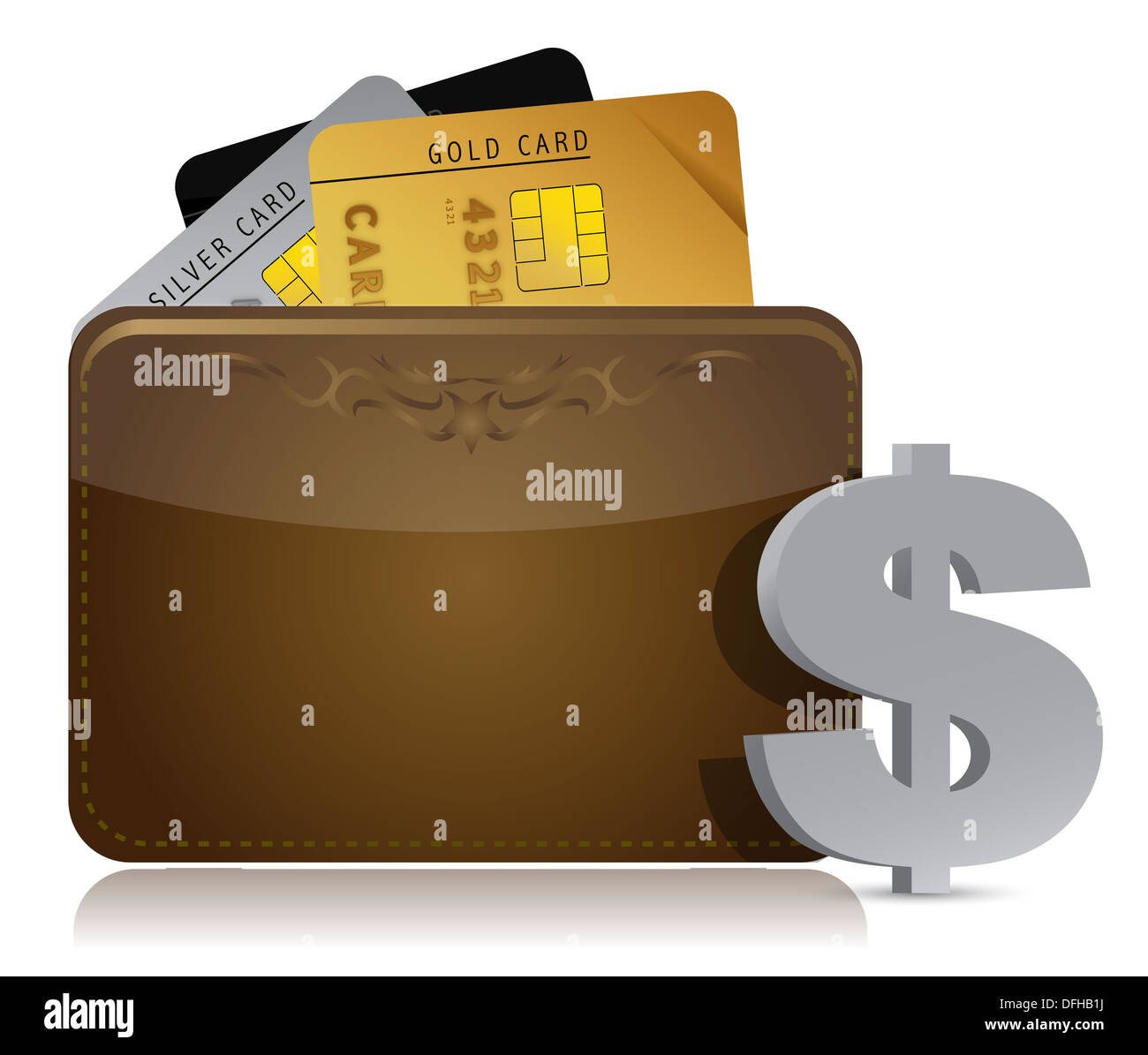 brown leather wallet with credit cards inside illustration Stock Photo ...