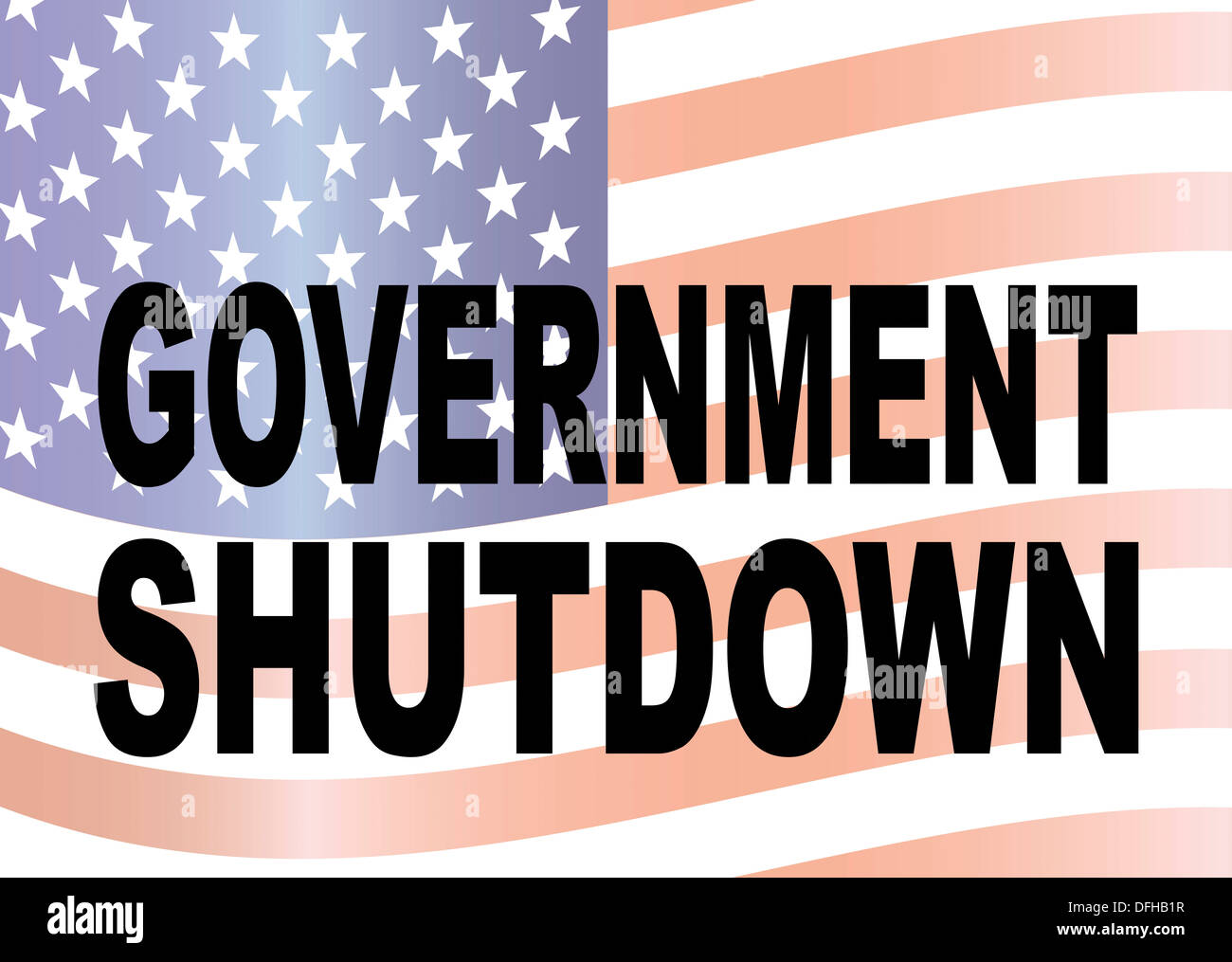 Government Shutdown Text Outline Faded US Flag Background Illustration ...