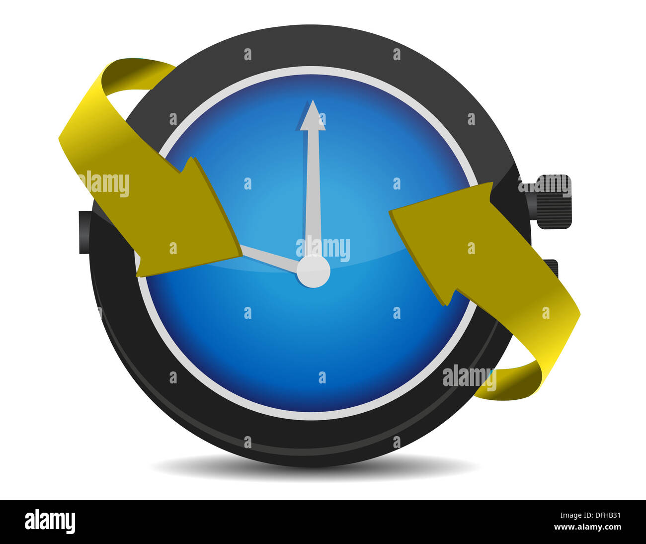 illustration of hours passing by with arrows isolated on the white ...