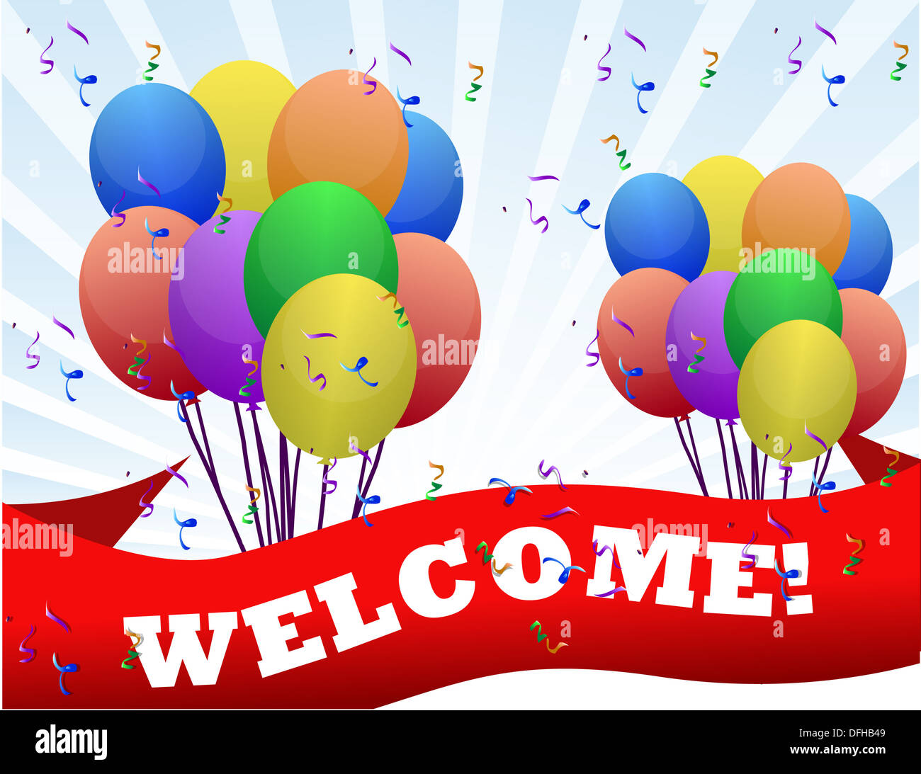 colorful Welcome balloons and banner illustration design Stock Photo ...