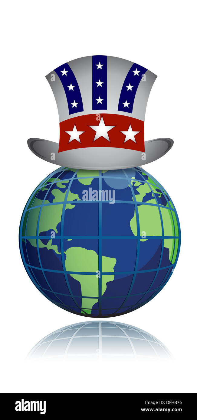 US globe hat illustration design isolated over a white background Stock ...
