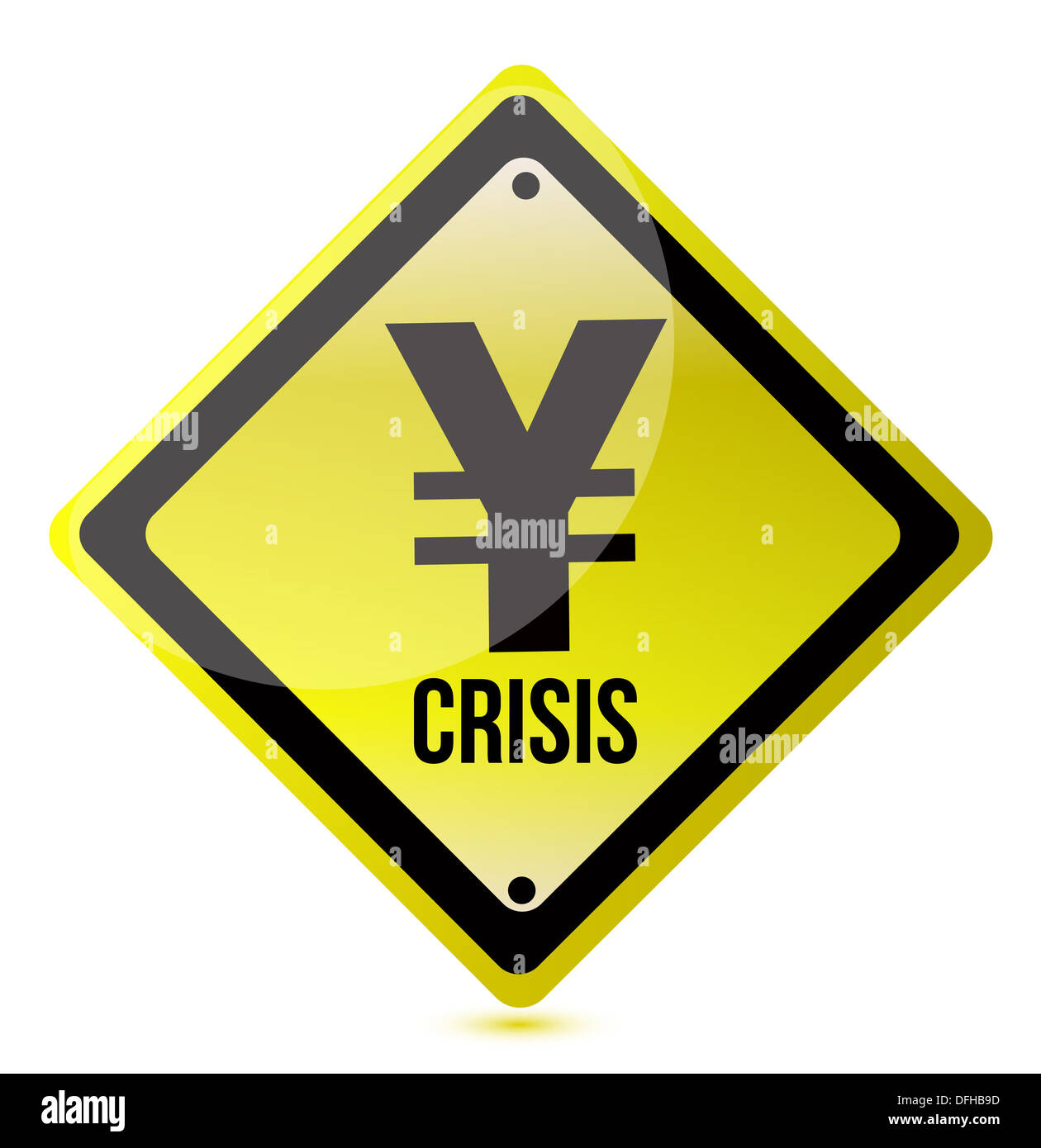 yellow yen crisis sign illustration design on white Stock Photo - Alamy