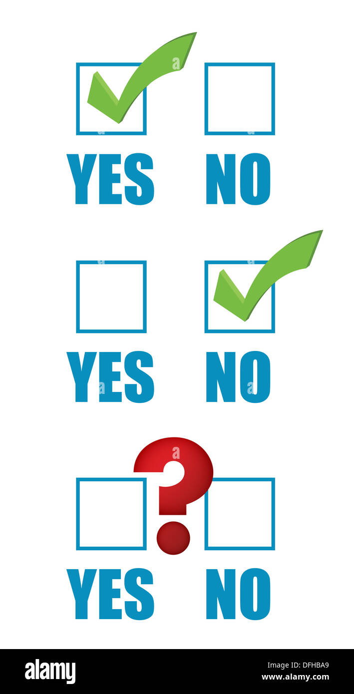 Yes no checklist and question mark Stock Photo - Alamy