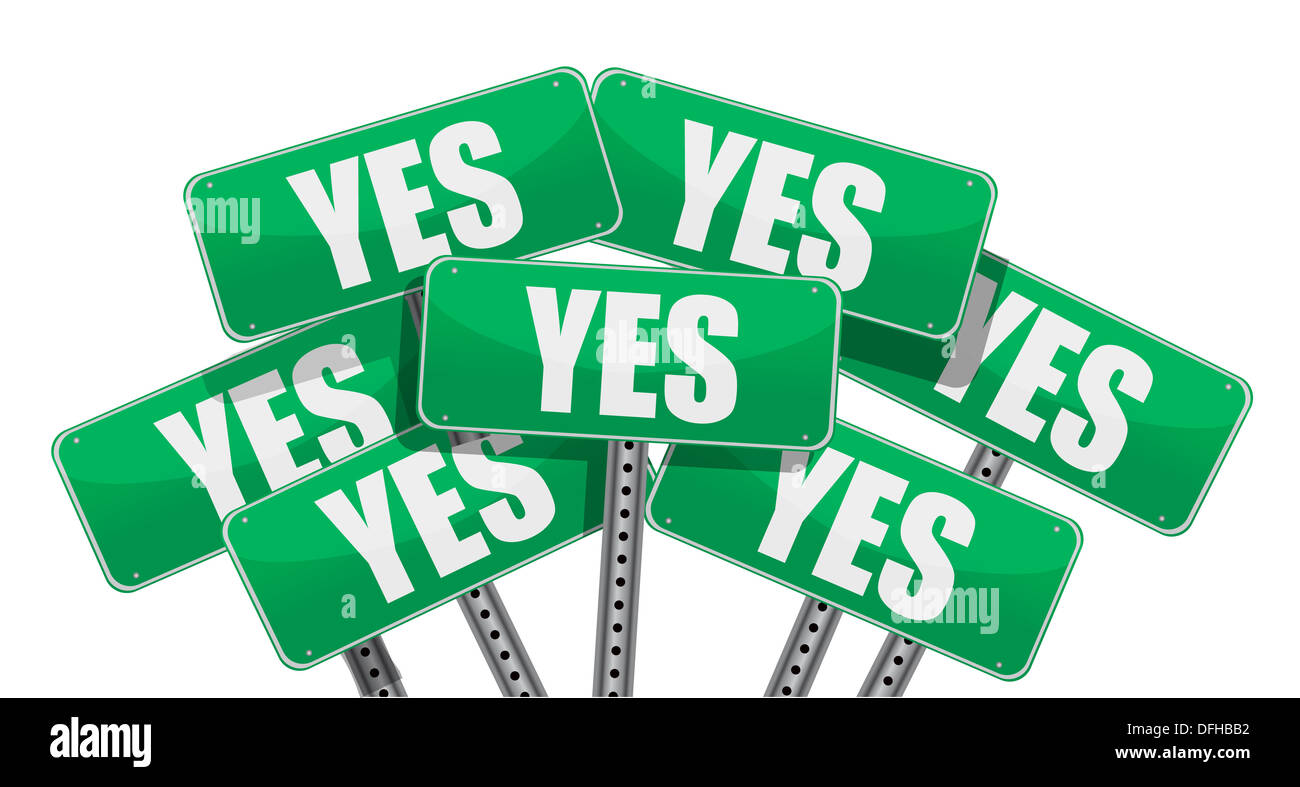green yes signs illustration design on white background Stock Photo - Alamy